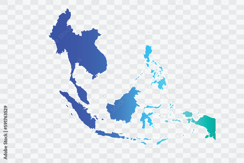 Southeast Asia Map teal blue Color Background quality files png Stock ...