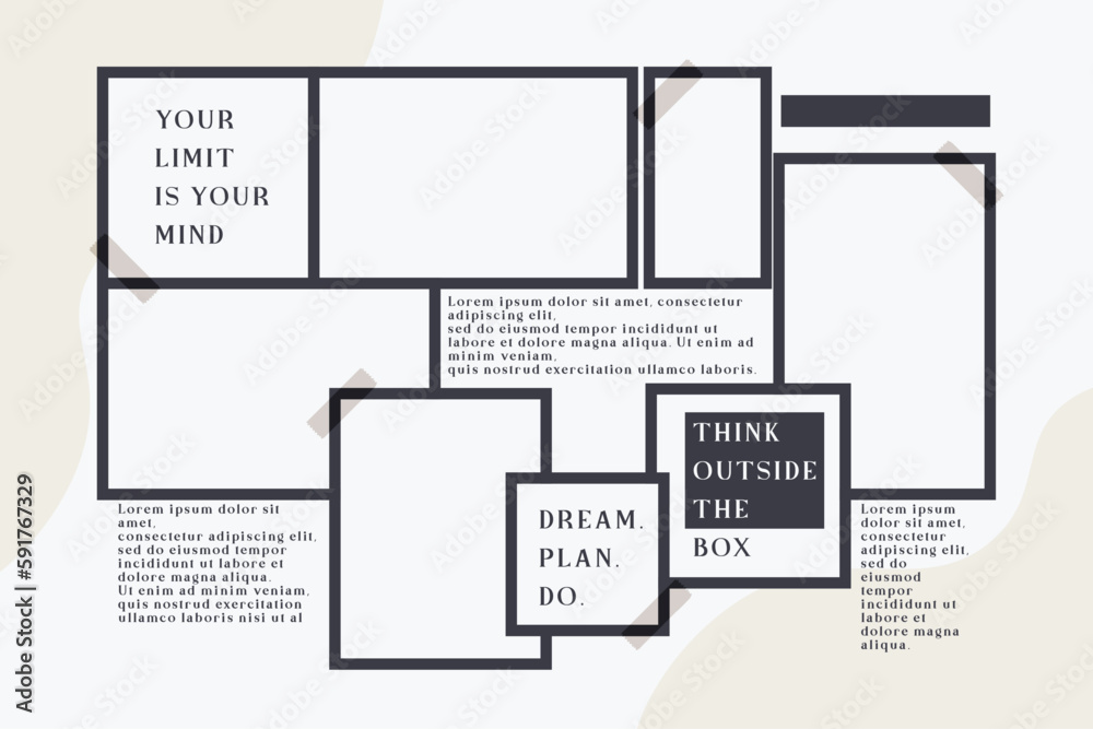 Vector photo collage template moodboard pictures grids vector ...