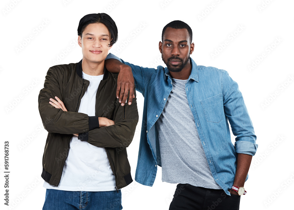 Fashion, men and portrait of friends on an isolated and transparent png ...