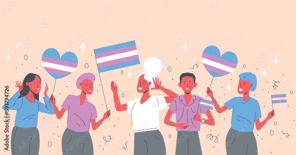 Transgender persons pride with flags. Transgender persons pride with ...
