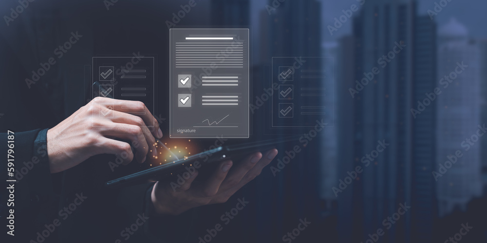 electronic signature concept ,Signing a form ,validates and manages ...