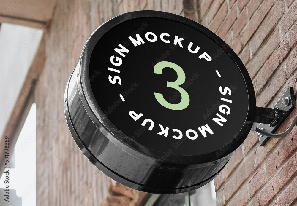 Rounded Sign Mockup Stock Template | Adobe Stock