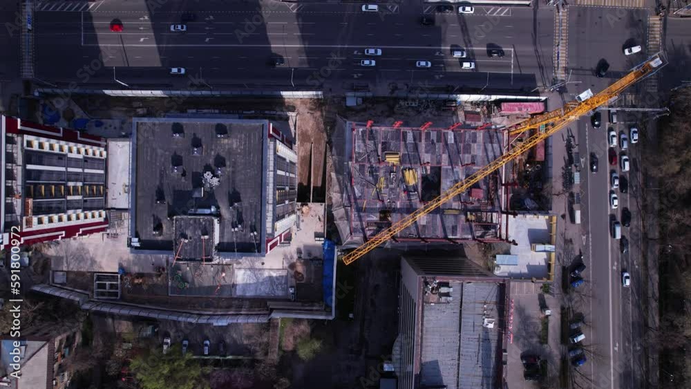 Construction site of an apartment complex Tower crane near a ...