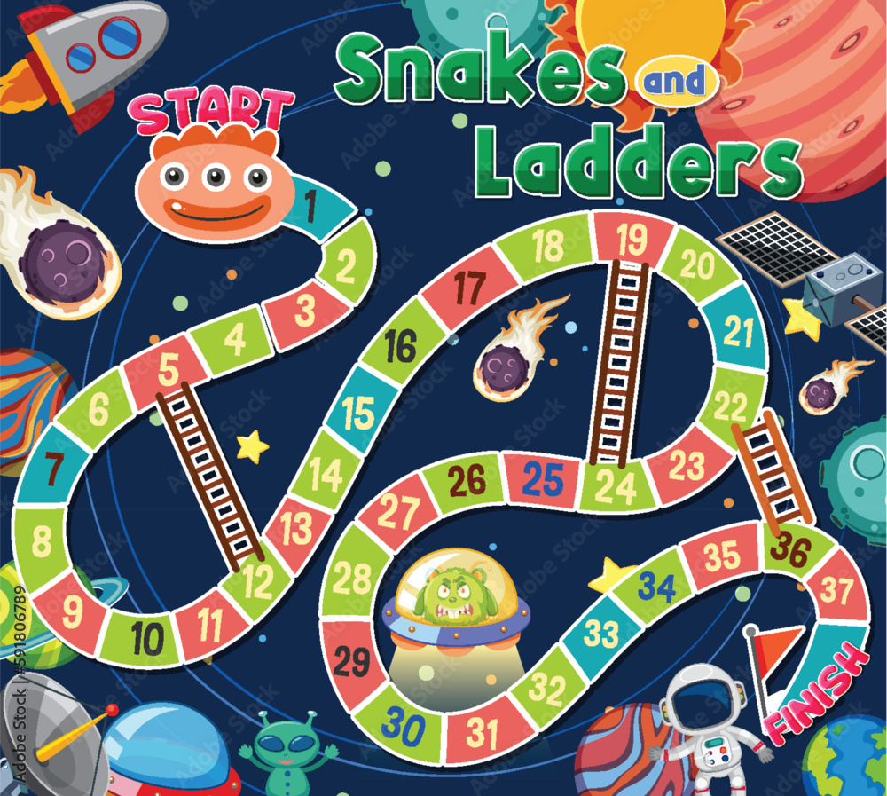 Snakes and ladders game template Stock Vector | Adobe Stock