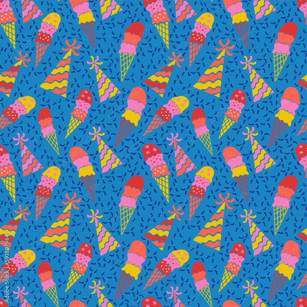 Bold modern minimalistic seamless pattern with element for birthday ...