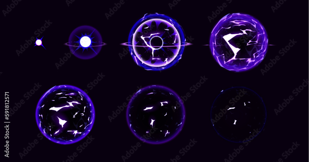 Magic electric lightning ball animation sprite for game vector design ...