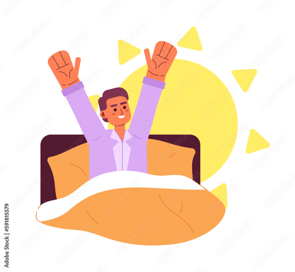 Healthy wake up routine flat concept vector spot illustration. Editable ...