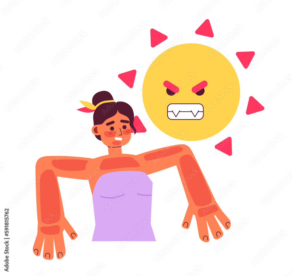 Sunburn redness flat concept vector spot illustration. Editable 2D ...