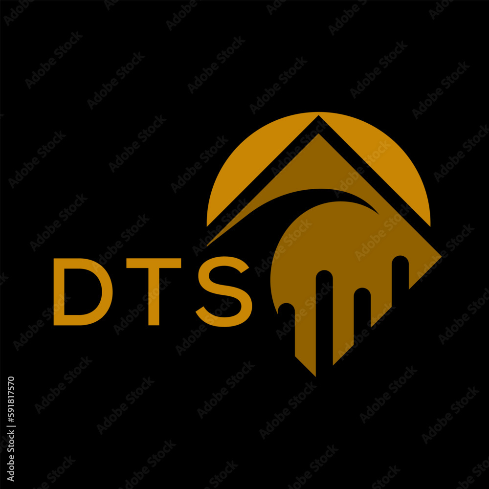 DTS golden color letter logo. DTS golden image on black background ...