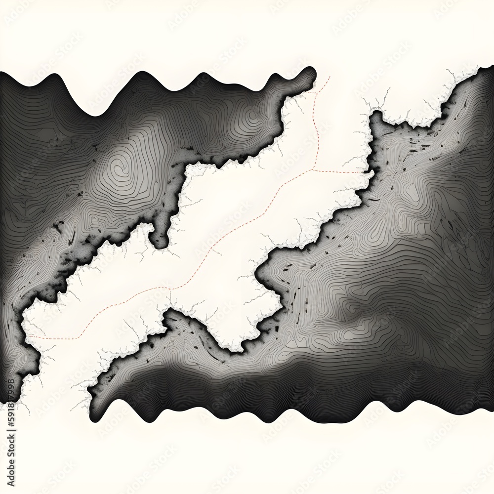 thin contour lines showing levels of elevation sattelite image white ...
