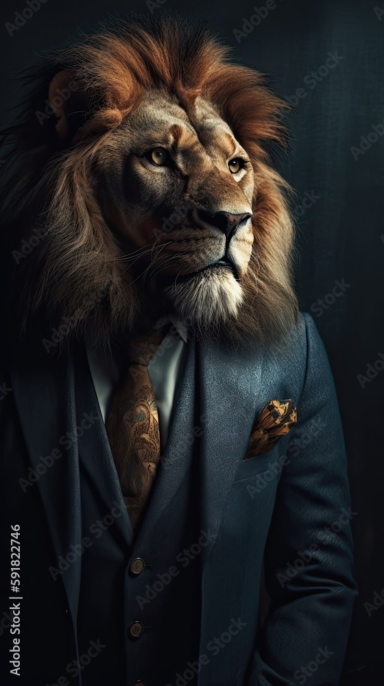 Lion CEO in Business Suit, Animal in Corporate World, Generative AI ...