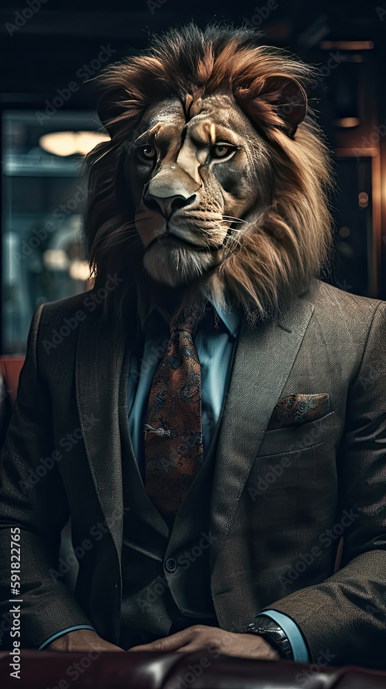 Lion CEO in Business Suit, Animal in Corporate World, Generative AI ...