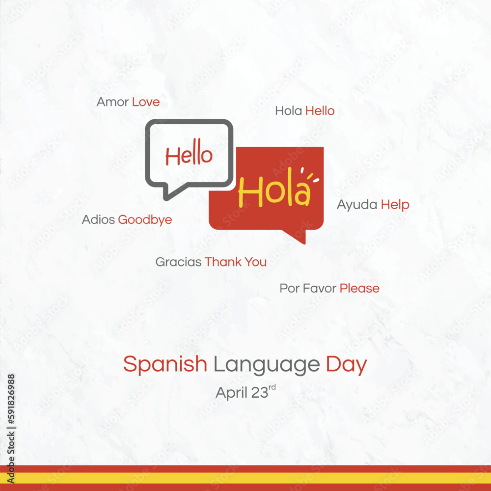 Spanish Language Day, April 23rd, Hello in Spanish, Spanish Words in ...