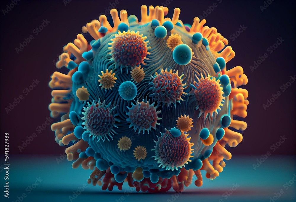 Corona virus. Viruses under microscope. nCoV respiratory virus, SARS ...