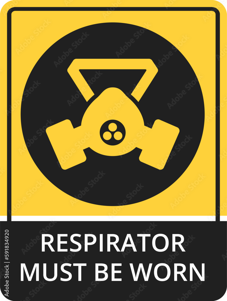 Radiation warning sign, biohazard warning sign, gas mask warning sign ...