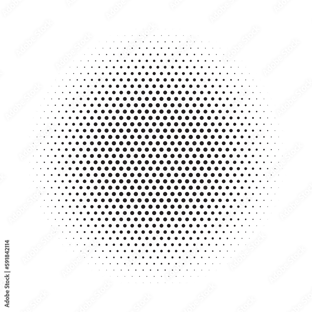 Halftone dots design element. Isolated vector dotted gradient circle. Circle gradient halftone ...