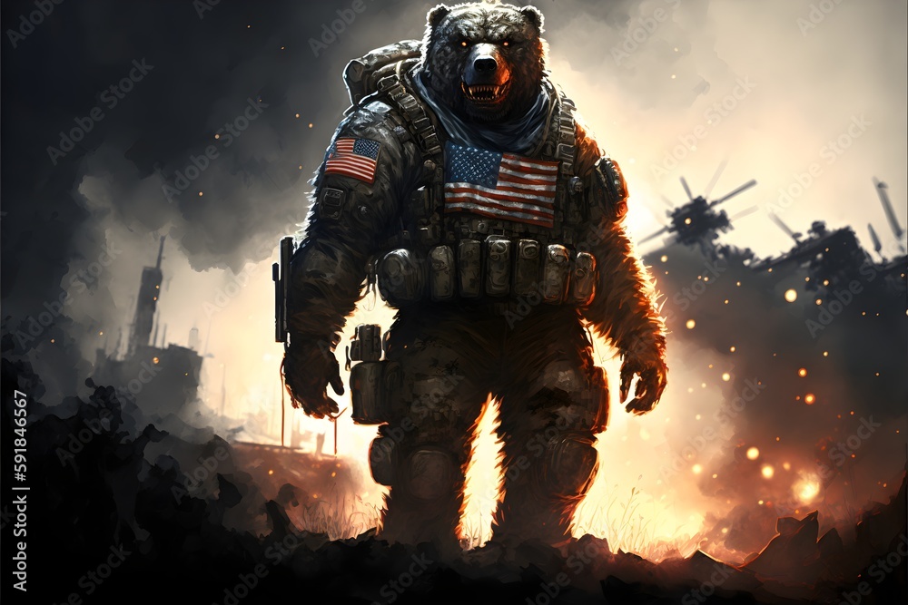 america growling grizzly bear call of duty night vision operator desert ...