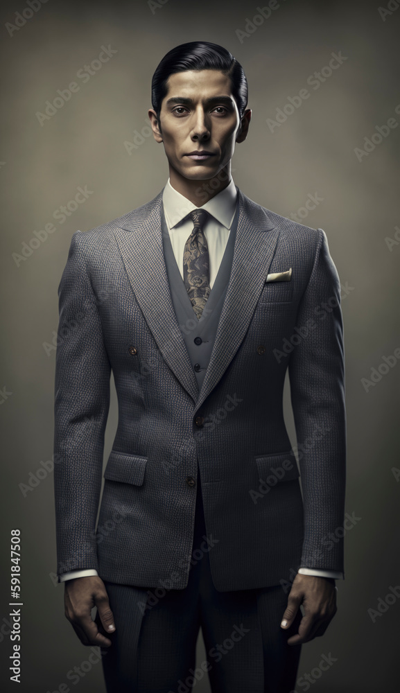 Male model portrait, looking good with a trendy haircut. AI generated ...