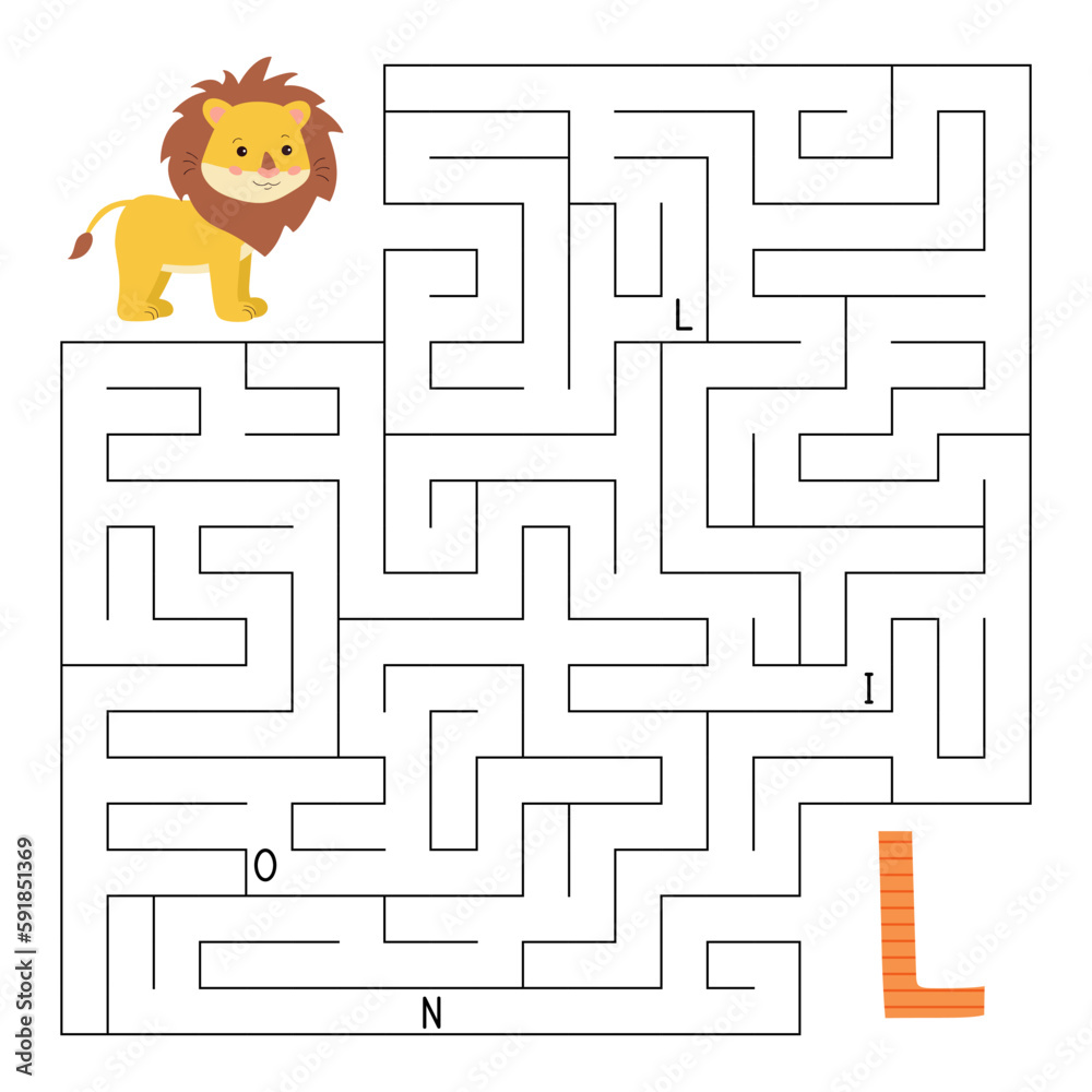 ABC maze game. Educational puzzle for children. Labyrinth with letters ...