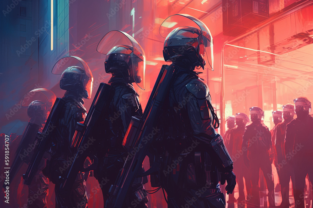 Synthwave Riot: Police Confrontation in a Retrofuturistic World, AI ...
