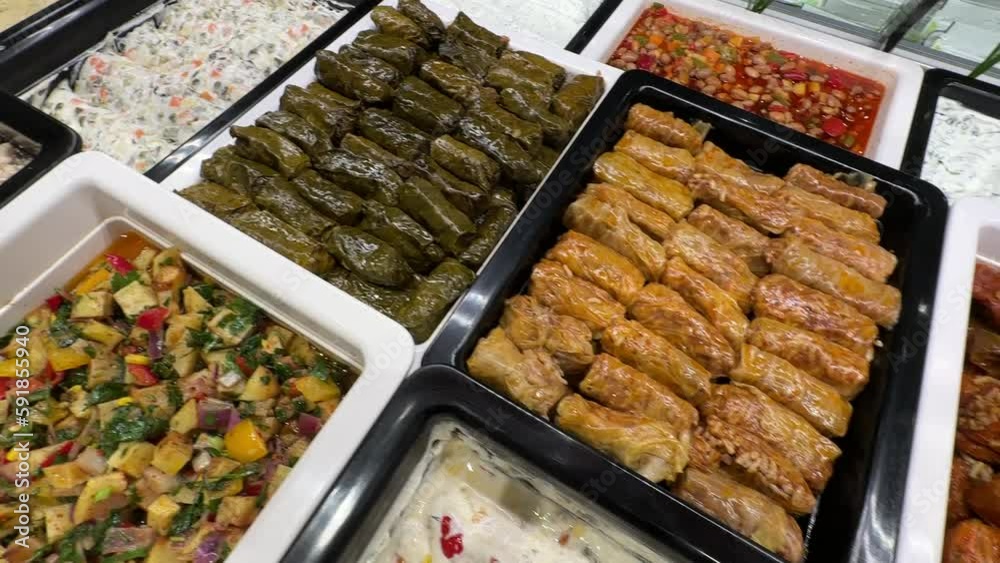 Turkish appetizers. Delicious appetizers offered for sale in the cold ...