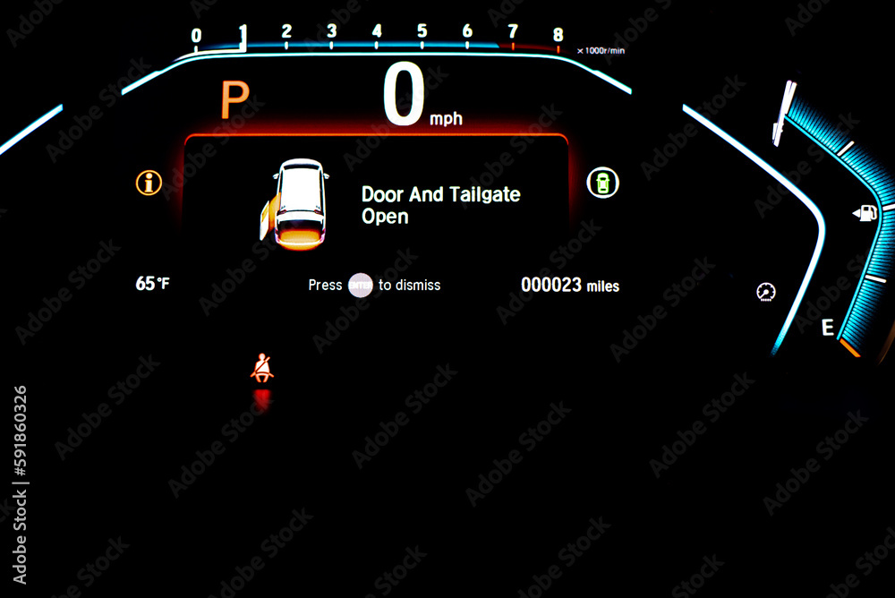 Left sliding rear door open warning on instrument panel or dashboard ...