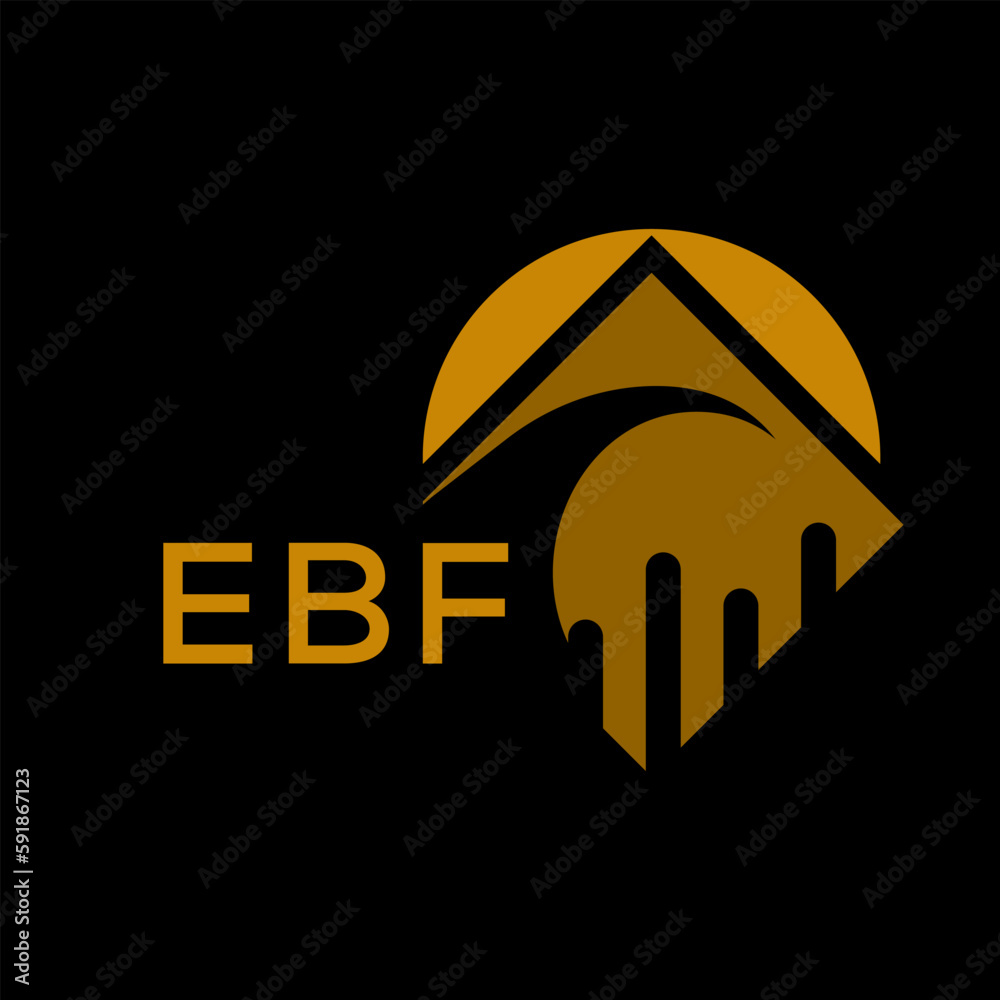 EBF golden color letter logo. EBF golden image on black background. Gold jewelry ornament ...