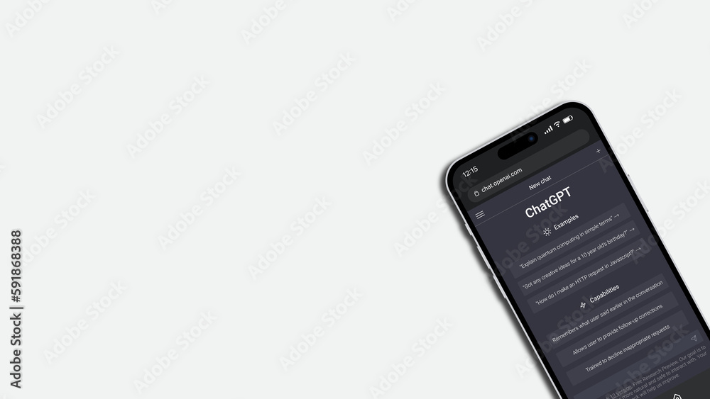 ChatGPT interface screen is seen on smartphone right side and blank ...