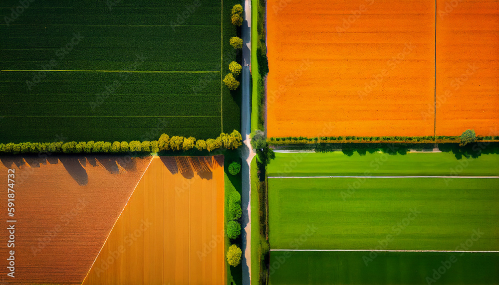 Abstract geometric shapes of agricultural parcels of different crops in ...