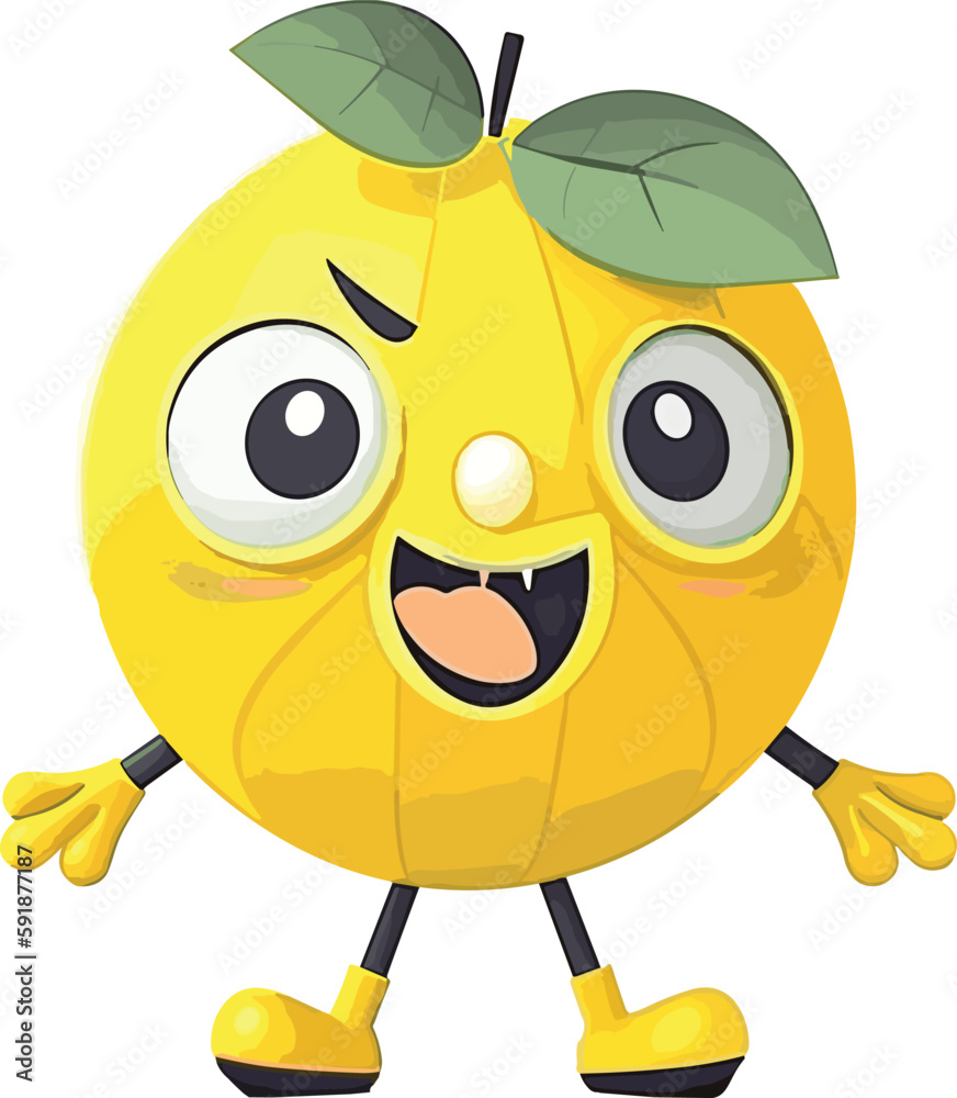cute chibi lemon smiley character, vector art Stock Vector | Adobe Stock