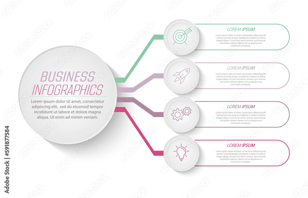 Infographics 4 step. Visualization of business data, projects ...