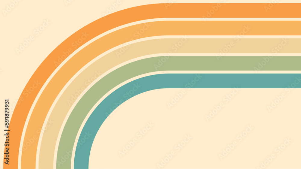 Abstract background of rainbow groovy Wavy Line design in 1970s Hippie ...