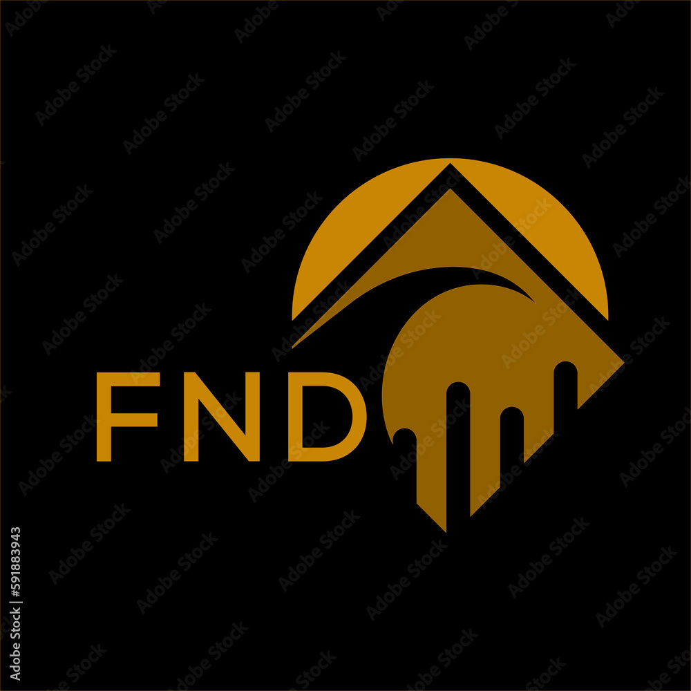 FND golden color letter logo. FND golden image on black background ...