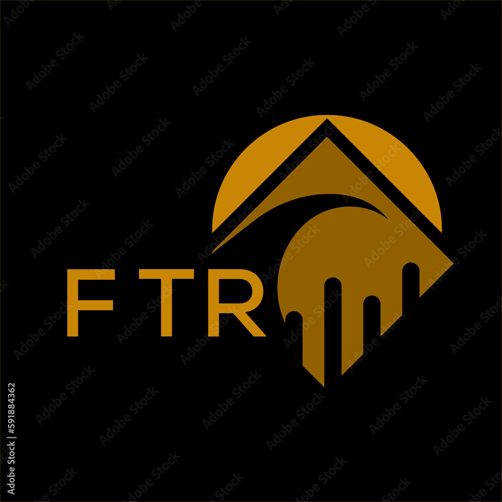 FTR golden color letter logo. FTR golden image on black background ...