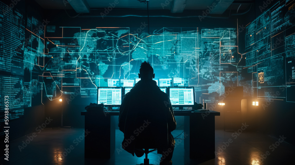 Hacker in action: protecting against cybercrime, ai generated Stock ...