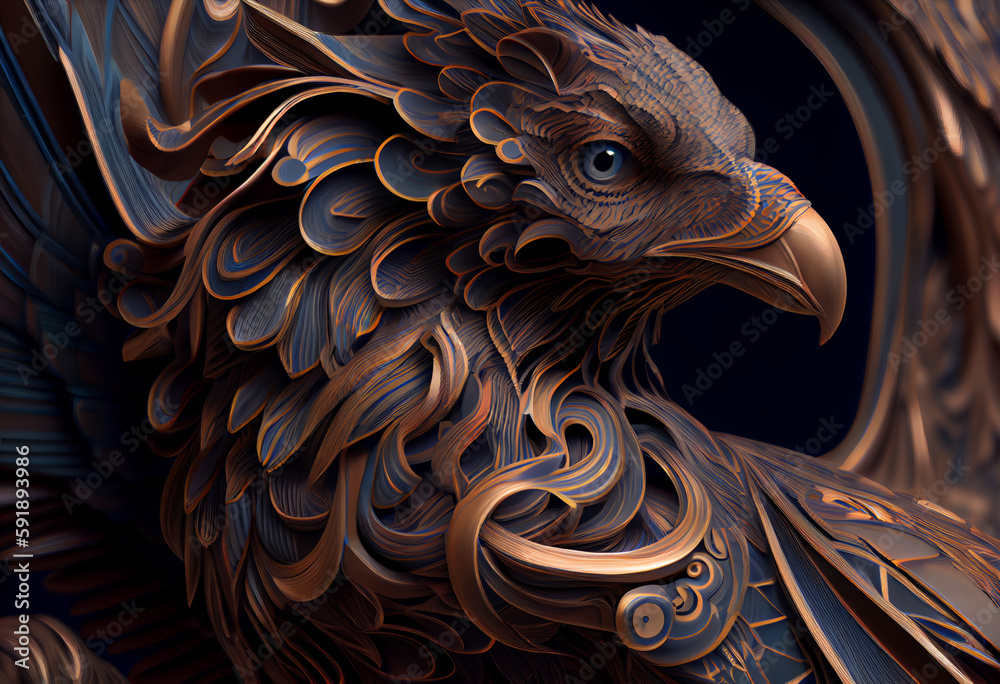 A complex, multi-layered pattern of interlocking shapes that resembles ...