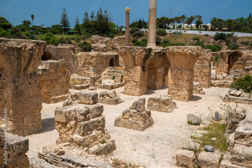 The Baths of Antoninus or Baths of Carthage in Tunis, Tunisia. These ...
