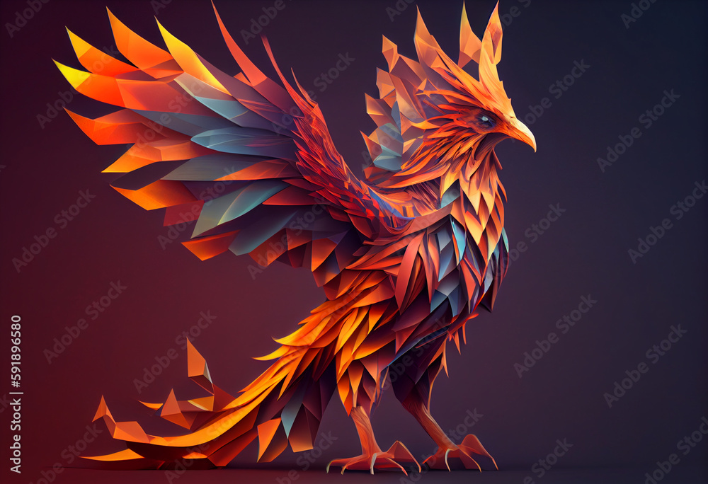 Beautiful surreal geometric Phoenix concept, contemporary colors and ...