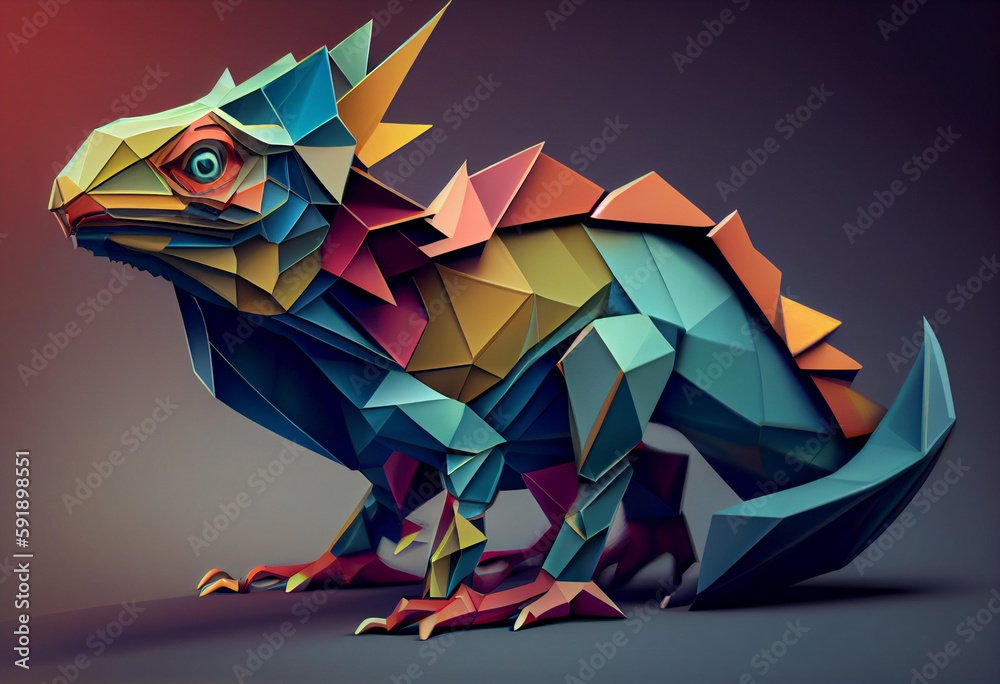 Beautiful surreal geometric Dragon-sea serpent concept, contemporary ...