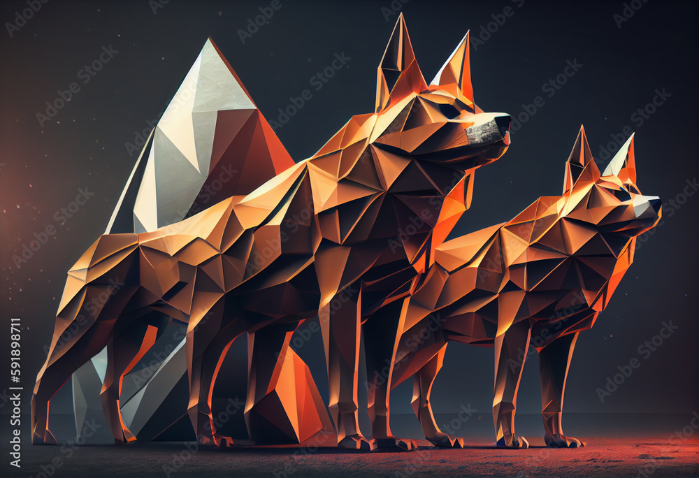 Beautiful surreal geometric Cerberus concept, contemporary colors and ...