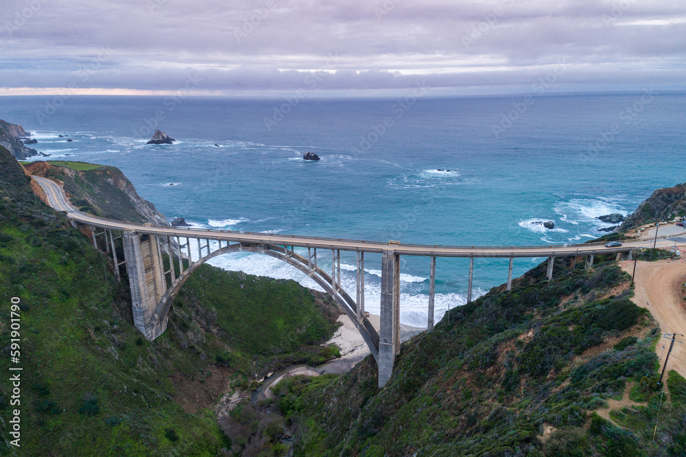 Bixby Creek Bridge also known as Bixby Canyon Bridge, on the Big Sur ...