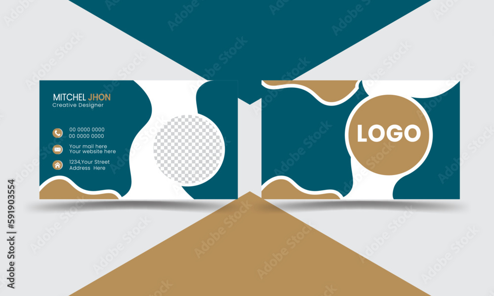 professional modern presentation card with company logo. Minimalist ...