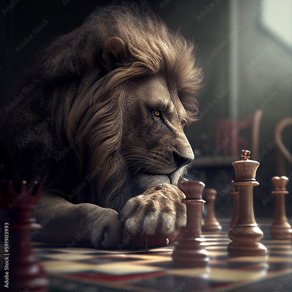 Lion Chess - A Majestic Chess Board with Lion-themed Pieces ...