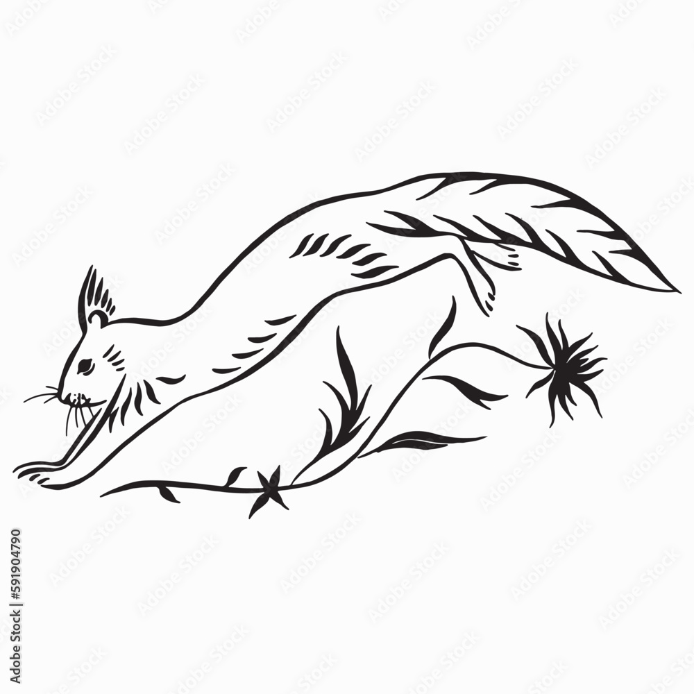 Vector illustration of jumping squirrel. Squirrel forest animal ...