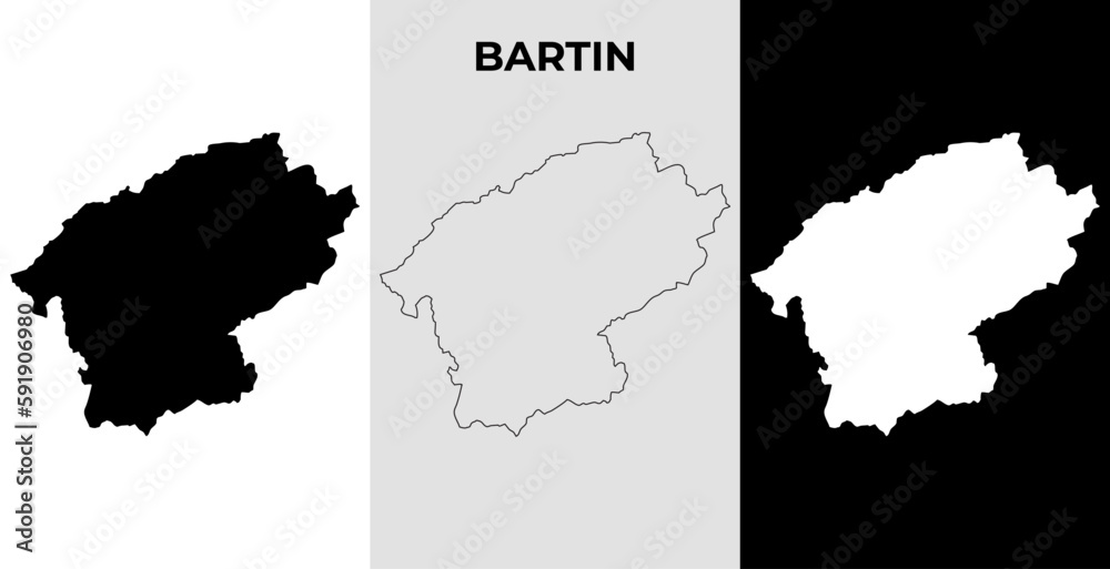 Bartin map vector illustration, Turkey, Asia, Filled and outline map designs Stock Vector ...