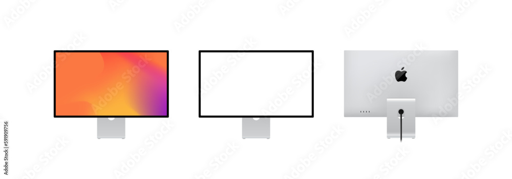 iMac monoblock. iMac front and back view. Vector. editorial ...