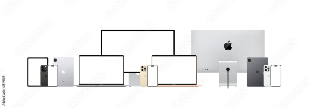 Apple technology. Apple devices. Vector. editorial illustration Stock ...
