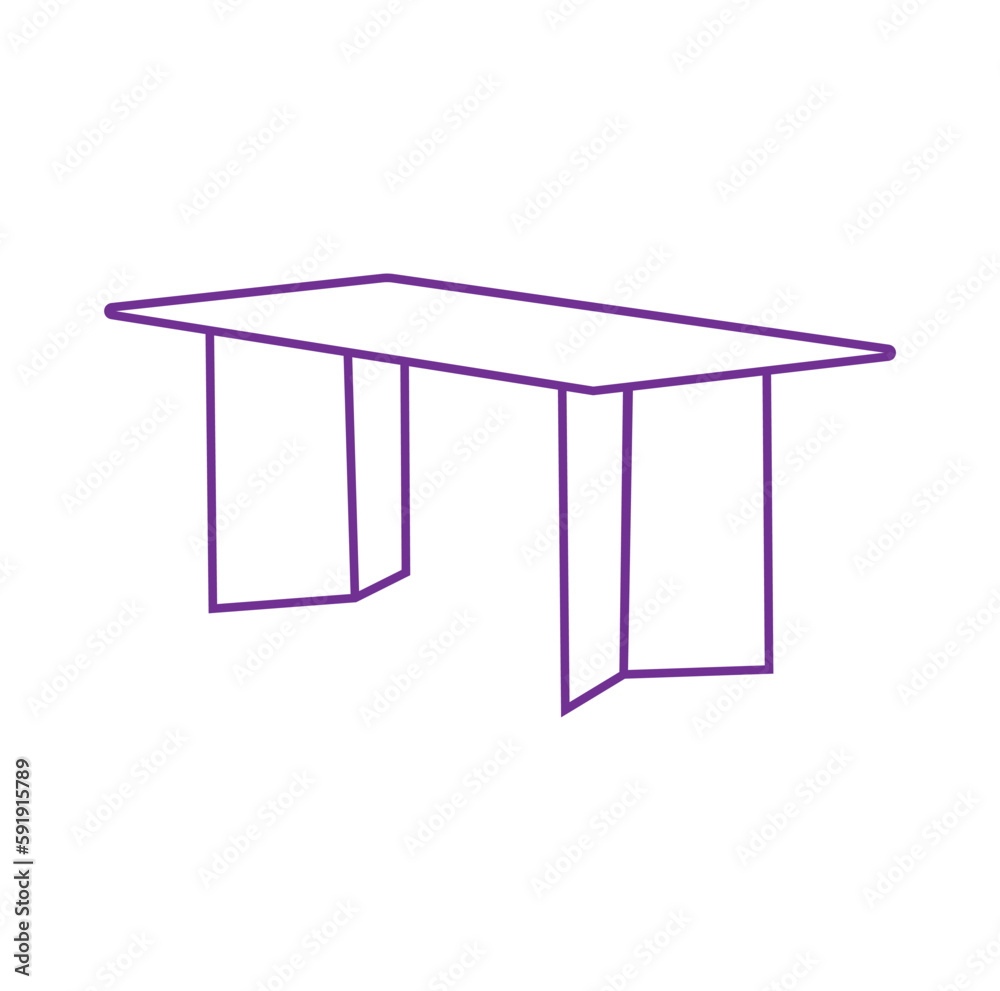 Table. Outline drawing. Vector illustration isolated on white ...