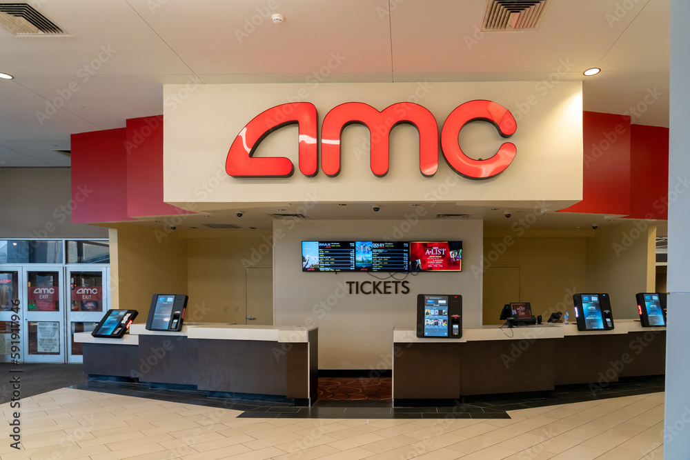 San Antonio, Texas, USA - March 17, 2022: An AMC movie theater tickets ...