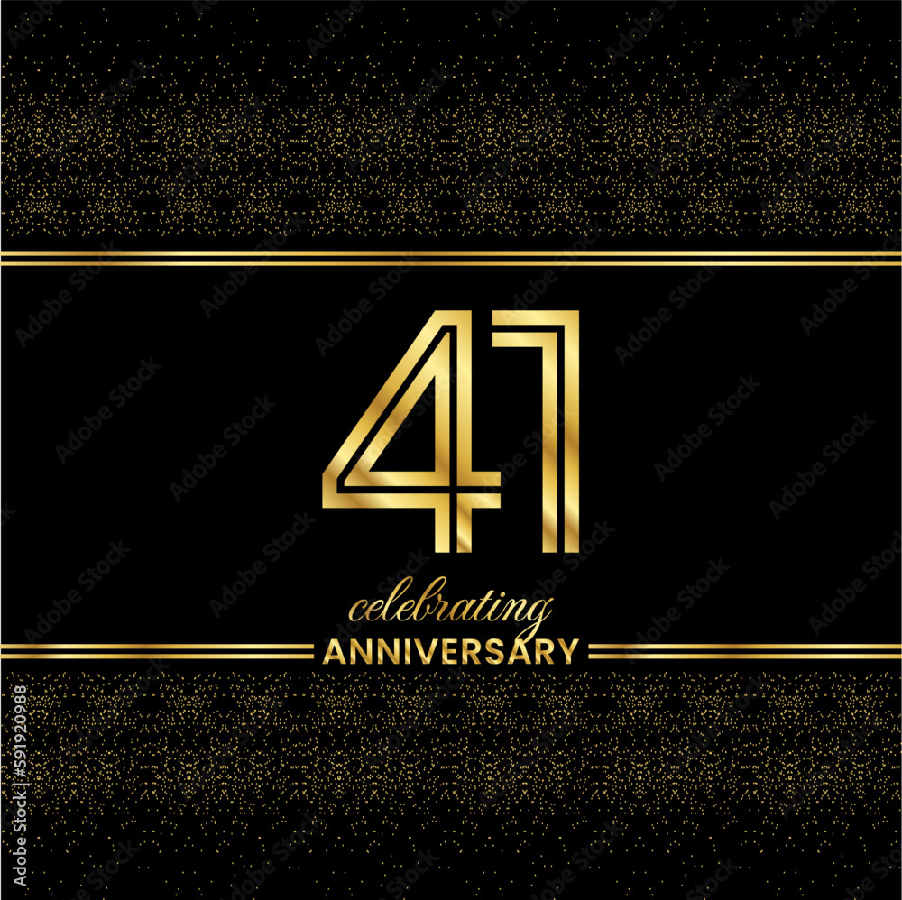 41 Golden Double Line Number. 41 Anniversary invitation cover with ...
